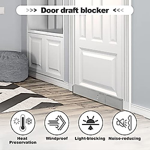 Door Draft Stopper 36" L X 4.5" W X 4" T, Strong Adhesive Door Sweep for Exterior and Interior Doors, Dustproof and Soundproof, Grey