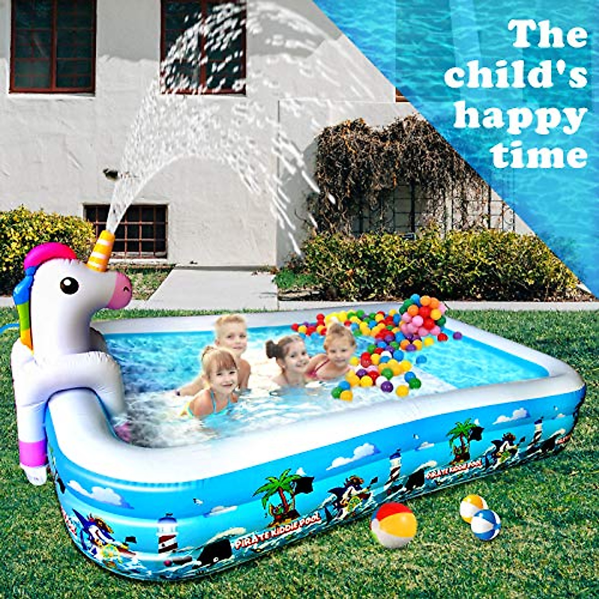 Inflatable Pool, 120" X 72" X 22" Family Full-Sized Inflatable Lounge Pool for Kids, Toddlers, Infant & Adult for Ages 3+, Swimming Pools Above Ground, Outdoor, Garden, Backyard, Summer Water Party