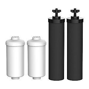 Filterlogic NSF/ANSI 372 Certified Water Filter, Replacement for Berkey® Black Filters (BB9-2) & Fluoride Filters (PF-2®) Combo Pack and Berkey®Gravity Filter System