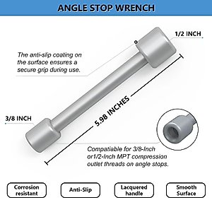 Holdly Plumbing Tools Angle Stop Wrench Kit, Angle-on Wrench Professional Plumber Wrench Tools for Installing New Compression Angle Stop and Removing the Compression Ring