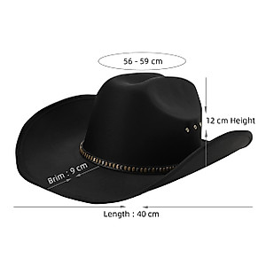 Pro Celia Felt Women Cowgirl Men Western Cowboy Hat (Black Knit)
