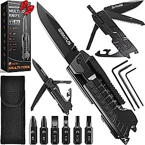 Multitool Knife 17 in 1Fire Starting Sticks, Bottle Opener, Saw Screwdrivers Bottle Opener, Whistle, Window Breaker and More -Perfect for Camping, Outdoorl, Survival and Everyday Use,Gifts for Men Dad