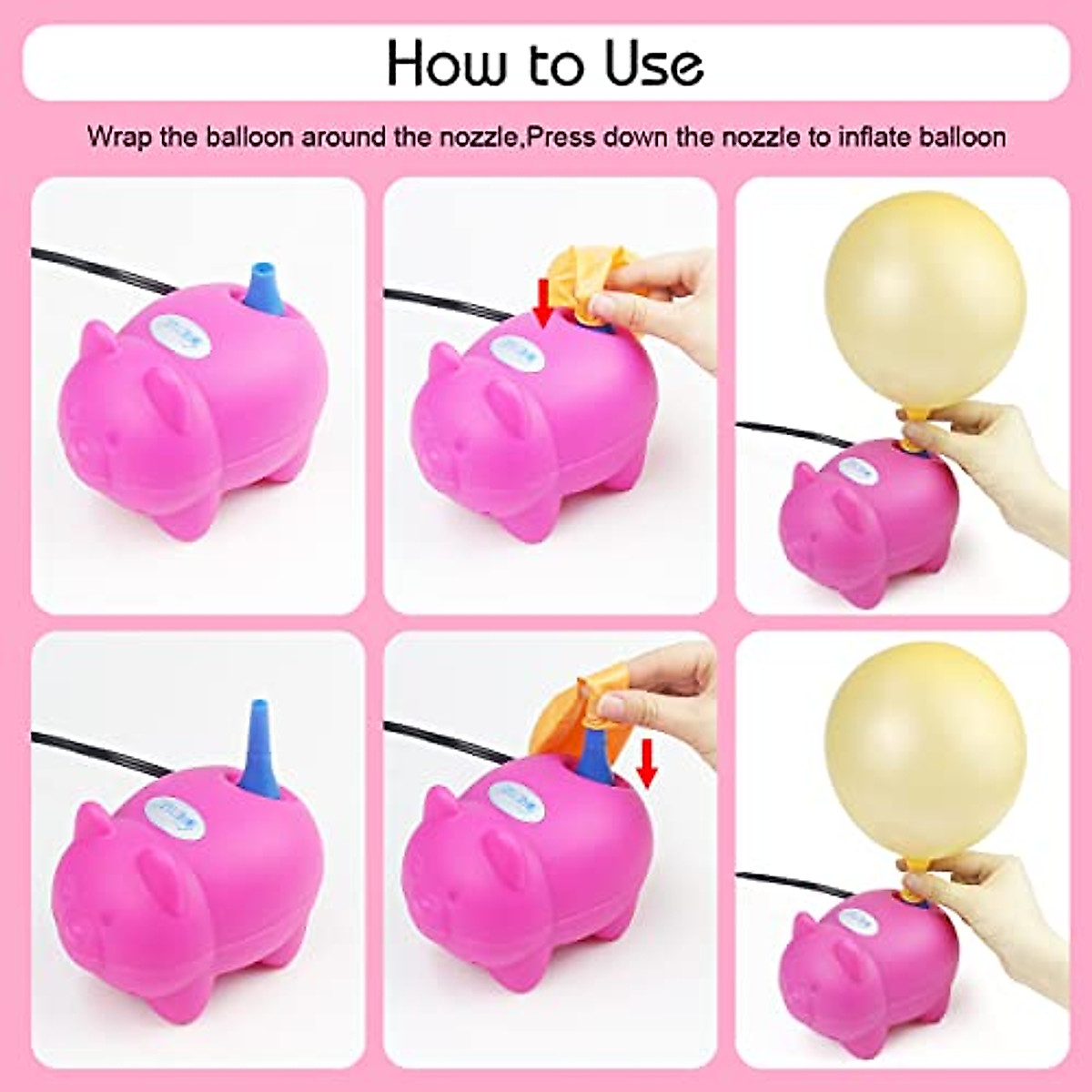 Electric Balloon Pump Portable Balloon Pump Electric Air Balloon Pump Electric Balloon Inflator, Balloon Decorations for Birthday Parties, Weddings, Festivals and Party (Mini Bear)