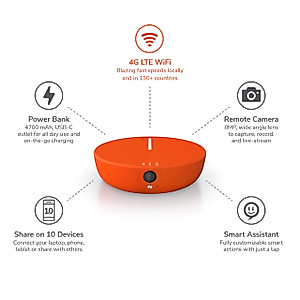 Skyroam Solis X Smartspot | 4G LTE WiFi Mobile Hotspot and Power Bank | Global Coverage | Up to 10 Connected Devices | Built in VPN | Remote Camera | vSIM Technology, No SIM Card Needed | Make a WLAN