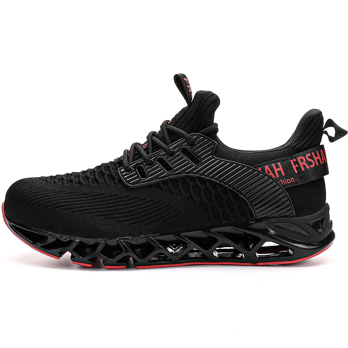 FRSHANIAH Steel Toe Shoes for Men Indestructible Work Sneakers Puncture Proof Slip On Safety Shoes for Industrial Coustruction Black Red Size 11