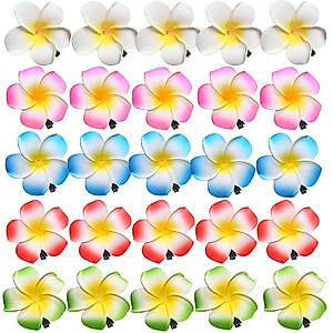 50Pcs 2.5" Mix Colors Foam Hawaiian Frangipani Artificial Plumeria Flower Hat Hair Clips for Home Bridal Wedding Tropical Party Beach Vacation Decoration
