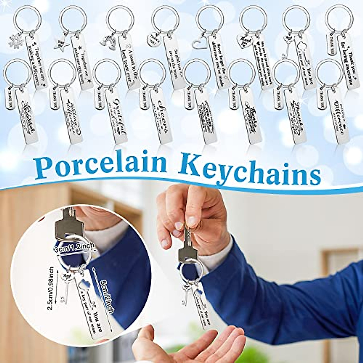 Thank You Gifts Coworker Leaving Farewell Appreciation Gifts with 12 oz Thank You for Being Awesome Wine Tumbler and Difference Keychains Gifts for Father Colleague Teacher Friends (Trendy, 32 Pcs)