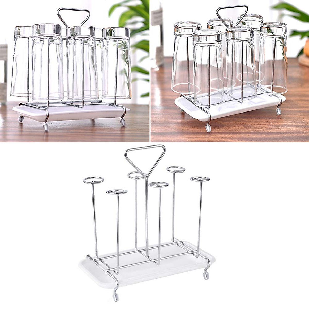 Kichvoe Dryer Mug Holder Stand Cup Drying Rack Stand, Metal Glass Mug Draining Tray Organizer Hanging Shelf Drinking Glass Drainer Stand for Kitchen Mug Mug Mug Holder