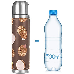 Stainless Steel Leather Vacuum Insulated Mug Taro Thermos Water Bottle for Hot and Cold Drinks Kids Adults 16 Oz
