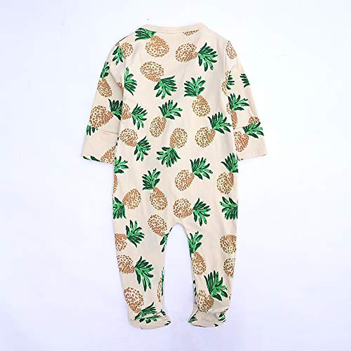 Kids Tales Baby Boys Long Sleeve Footies Zipper Romper Pineapple Pajama Bodysuit