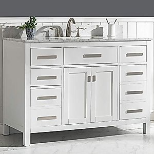 LUCA Kitchen & Bath LC48PWW Tuscan 48" Single Bathroom Vanity Set in Pure White with Carrara Marble Top and Sink