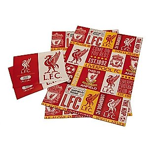 Official Liverpool Football Club Gift Wrapping Paper, Includes 2 Sheets and 2 Gift Tags
