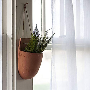 Foreside Home & Garden Terracotta Hanging Wall Storage Pocket with Jute Hanger