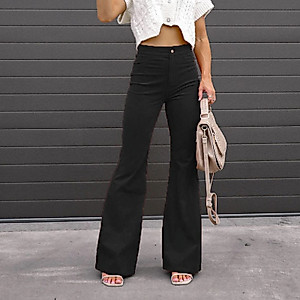 Dreamlascar Womens Corduroy Pants Skinny Casual Work Pants Bootcut Yoga Sport Slim Fit Stacked Leggings Pants with Pockets