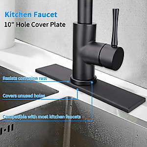 KWODE 10”Black Square Hole Cover Deck Plate for Kitchen or Bathroom Sink, Stainless Steel Escutcheon Plate for Covering Unused Mounting Holes