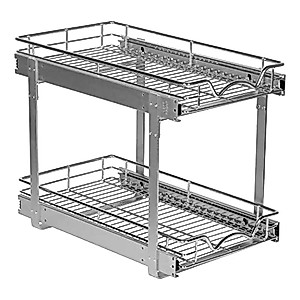 Hold N’ Storage 2 Tier Pull Out Cabinet Organizer – Heavy Duty Metal with 5 Year Limited Warranty -12.5"W x 21"D x 16-1/2"H