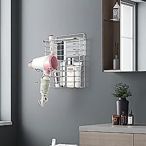 Hair Tool Organizer - Hair Accessories Organizer, Hair Dryer Holder, 304 Stainless Steel Bathroom Blow Dryer Holder for Hair Dryer, Straightener, Flat Iron, Curling Wand - Wall Mount No Drilling
