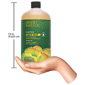 Desert Essence Castile Liquid Soap With Eco-Harvest Tea Tree Oil - 32 Fl Oz - Face & Body Cleansing - Coconut & Olive Oil - May Diminish Imperfections & Help Reduce Oil