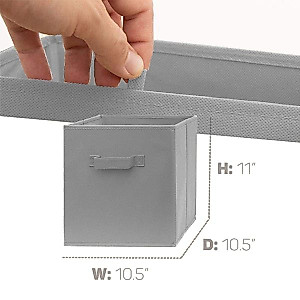 3 Pack Fabric Storage Bins with Handle, 10.5 x 10.5 x 11 Inches, Foldable and Cubical Storage Boxes