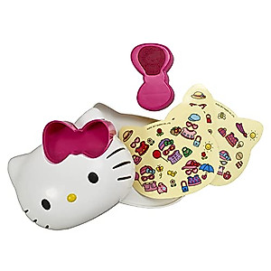 DecoSet® Hello Kitty Style Cake Topper, 4-Piece Decoration Set with Surprise Inside, Bow Stamp and Sticker Sheets for Hours of Fun After the Birthday Party