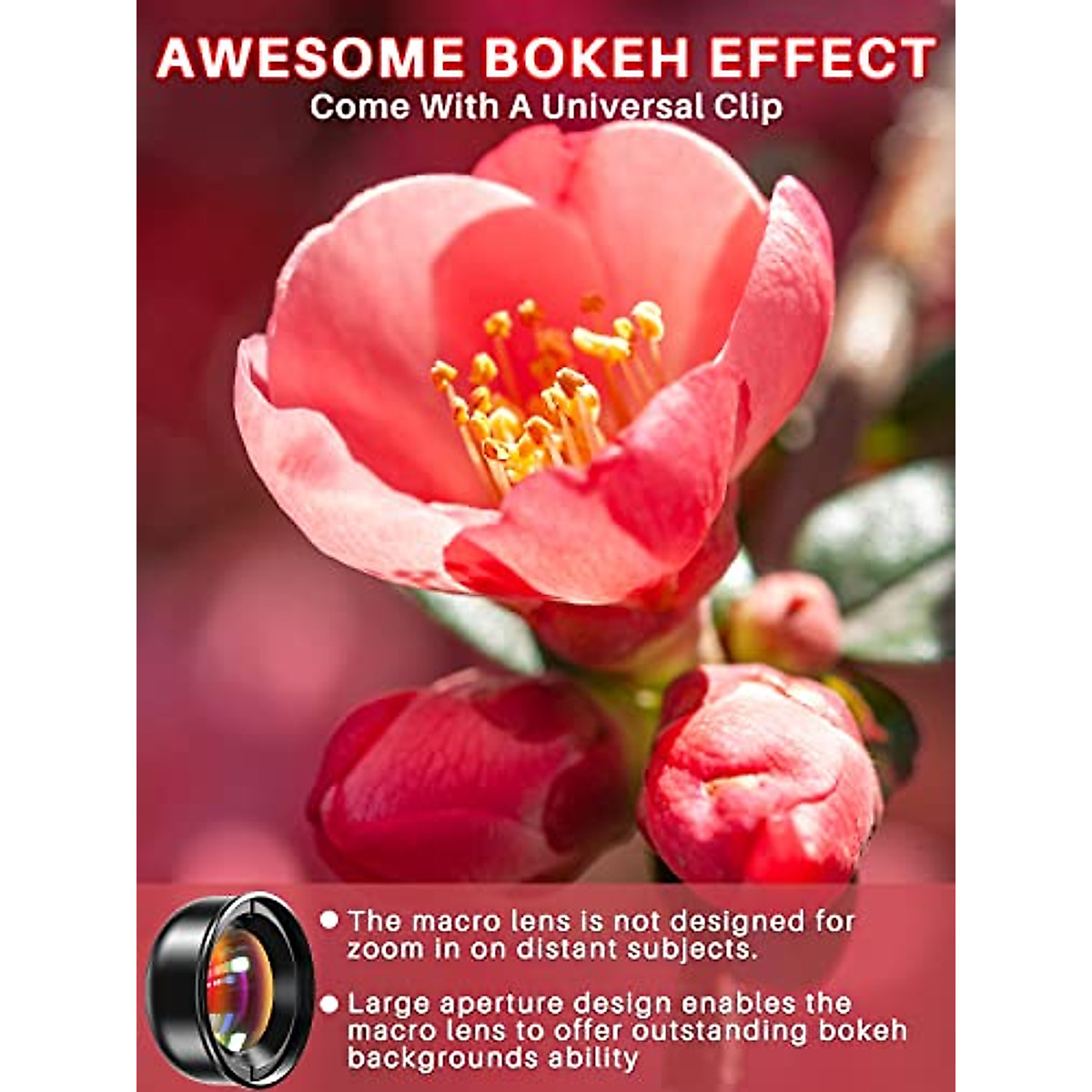 APEXEL Professional Macro Photography Lens for Smartphone, Macro Lenses for iPhone, Samsung, Galaxy, Oneplus, Android Phone(Fits for Almost All Phone), Cell Phone Macro Lens Attachment for iPhone 13