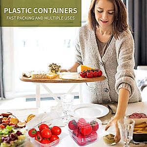 WAQIAGO 100 PCS 5x5 Inch Plastic Clamshell Take Out Tray,Disposable Sturdy Hinged LoafContainers,to go containers Disposable Takeout Box for Salads,Fruit,Hamburgers,Sandwiches,Cupcake