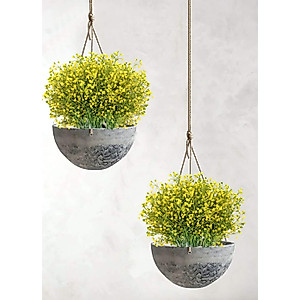 LOVENIMEN Artificial Plants, Plastic Shrubs Fake Simulation Bushes Wedding Outdoor Home Garden Verandah Parterre Office Table Centerpieces Arrangements Decoration DIY Planter Filler - Yellow 8 Pack