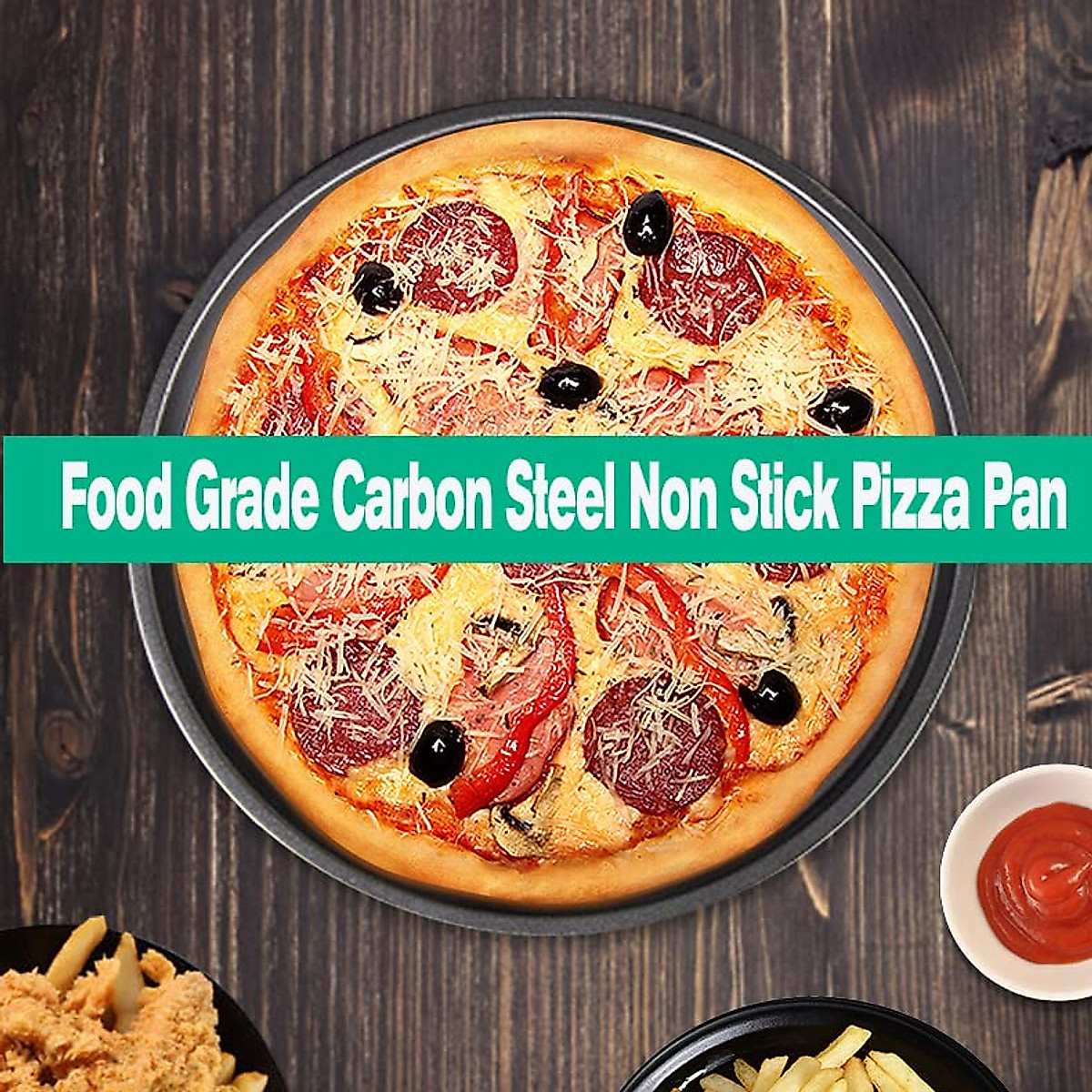 Non-Stick Oven Pizza Pan, 12 Inch Pizza Pans, Round Cake Baking Pan for Home Restaurant Kitchen Oven Baking, Easy to Clean and Dishwasher Safe