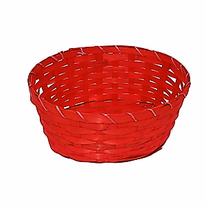 Easter Supplies All-Purpose Oval Bamboo woven Basket 9.75 in x 7.5 in x 4 in, Red