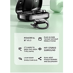 BRAIYV Bluetooth Headphones Wireless Earbuds Sports Over-Ear Bluetooth 5.3 Ear Buds Wireless Headphones for Workout Waterproof Bluetooth LED Power Display,Black