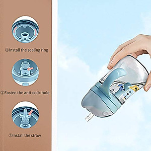 POTATO Straw Cup Spill Proof Sippy Cup with Handles and Strap, Toddler Cups, Tritan Sippy Cups for babies, 300ML/10oz, 6 Months+(Blue)