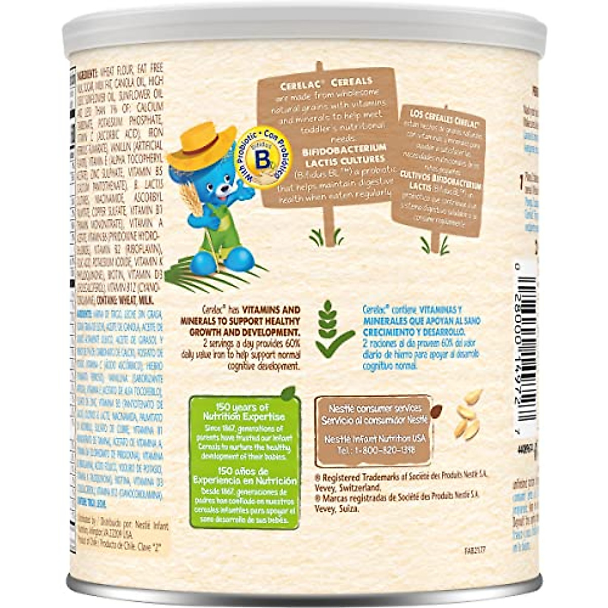 Nestle Cerelac Wheat Cereal with Milk, Made for Toddlers 12 Months, 14.1-Ounce Canister (Pack of 1)