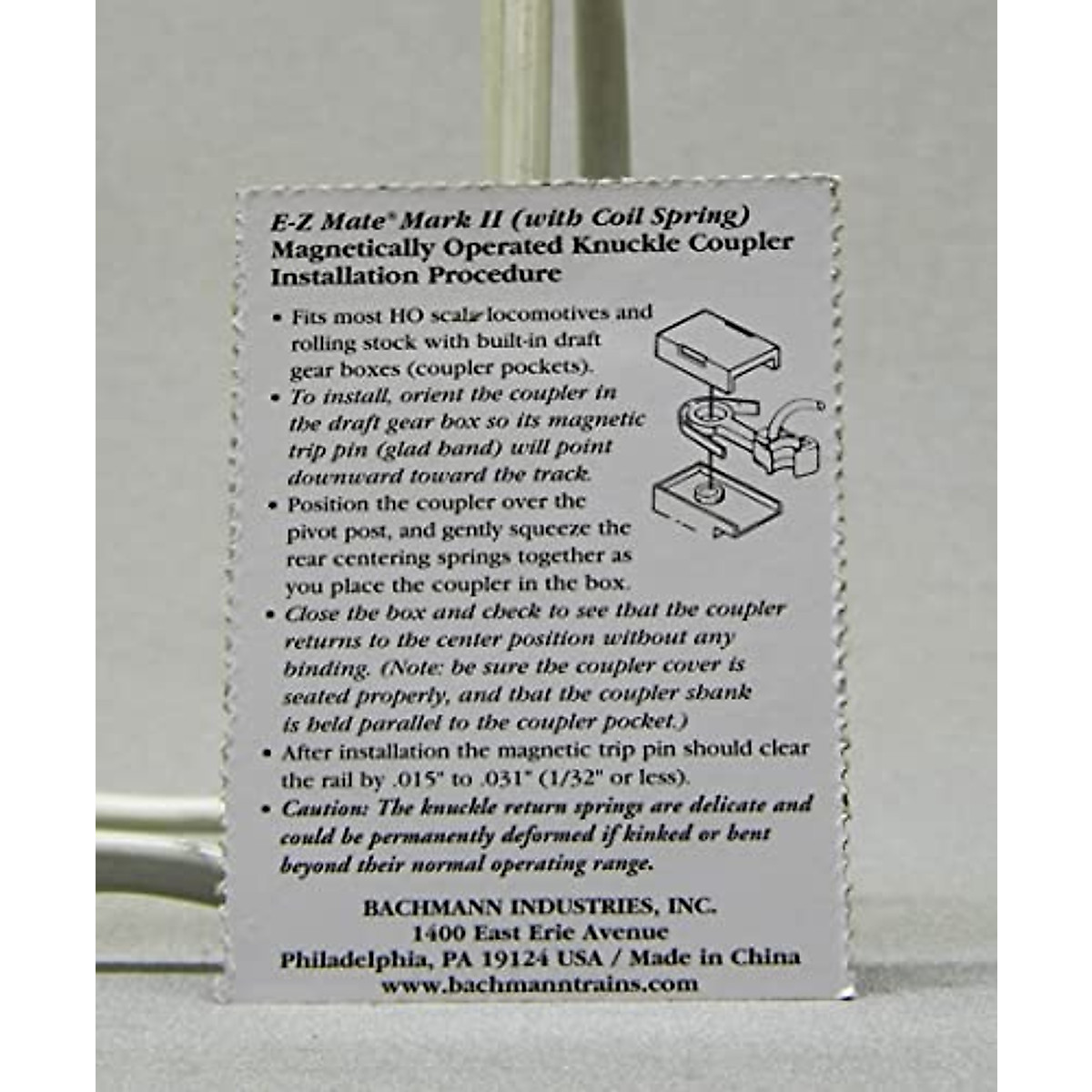 Bachmann HO Scale E-Z Mate Mark II Over Shank COUPLERS - Long - 1 Pair