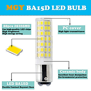G MGY OLED BA15D LED Bulb, Dimmable BA15D LED Light Bulb, 60W Halogen Bulb Equivalent, 6W, AC120V, Double Contact Bayonet Base (White6000K, 4) …