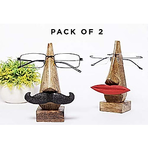 Father's Day Gifts Wooden Handmade Red Lip Shaped Eyeglass Spectacle Holder Display Stand for Girls Women Office Desk Home Décor Gifts (Brown2)