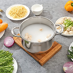 Stock Pots,5 QT Stainless Steel Saucepot with Glass Lid Silver Anti-scalding Handle Stockpot By DERUI CREATION (5QT(9.45”x6.10”), Silver)
