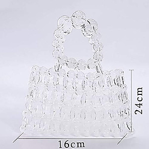 YIFEI Women Beaded Clear Acrylic Handbag Handmade Transparent Bags for Wedding Party (Bubble)
