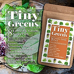 8 Heirloom Lettuce Seeds for Planting Indoors | 1200+ Non-GMO Leafy Greens Seed: Romaine Iceberg Butter Lettuce Seeds, Kale Spinach Arugula Seeds | Seeds for Hydroponic Garden Indoor Microgreens