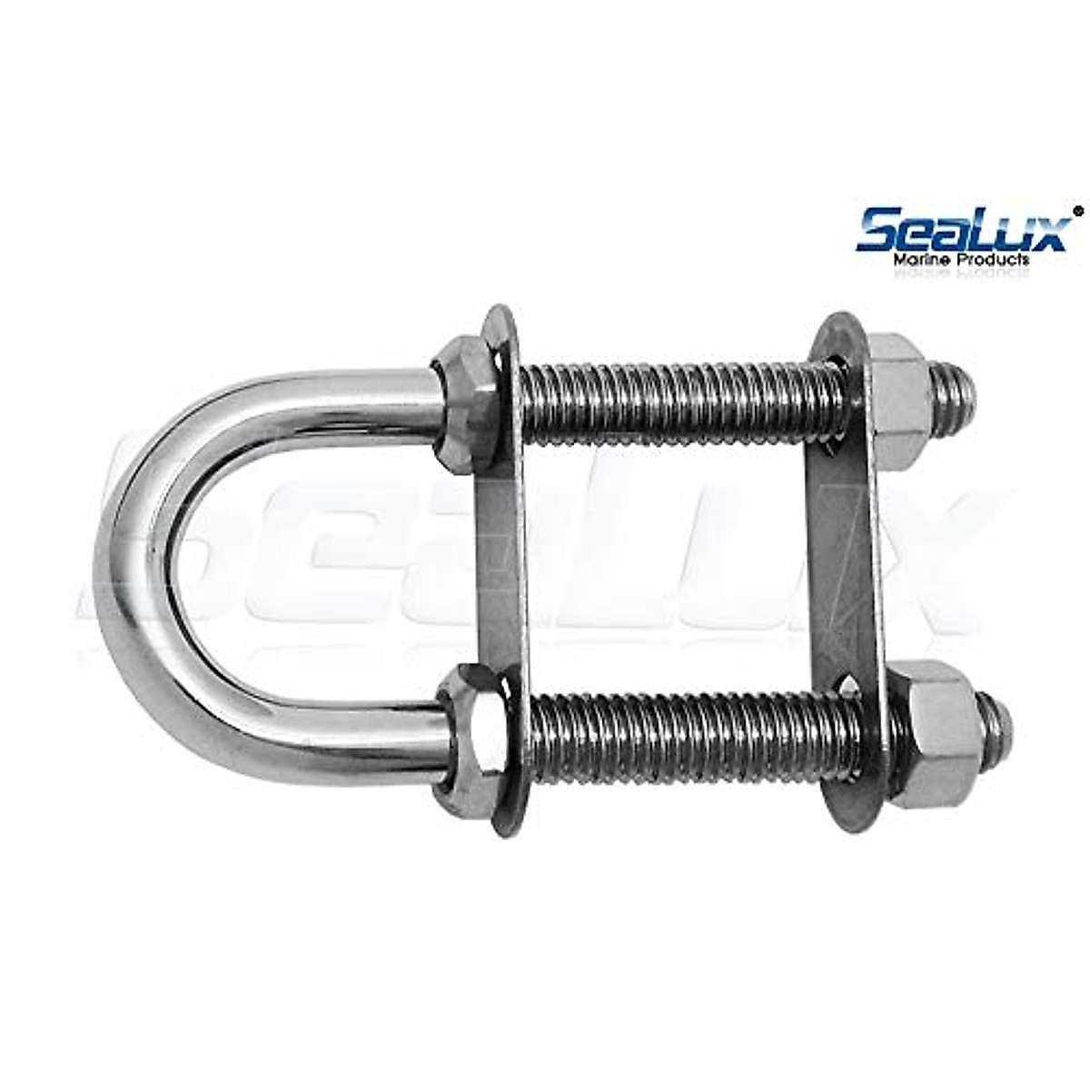 SeaLux Marine Boat Bow Eye Stern Eye U Bolt Tie Down 3/8" Stock, 4" Overall Length, 2-1/2" Thread Length with Hex Nuts and washers-SL878805849