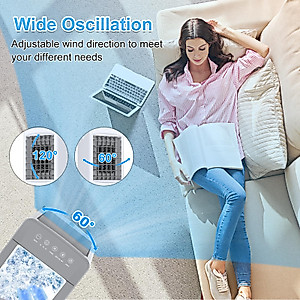 Portable Air Conditioners, 3-IN-1 Air Conditioner Portable for Room, [1.45 Gal Tank] Portable AC Cooling Fan w/ 3 Spds & Cooling Modes, Swing, 7H Timer, Quiet Evaporative Air Cooler for Home Office