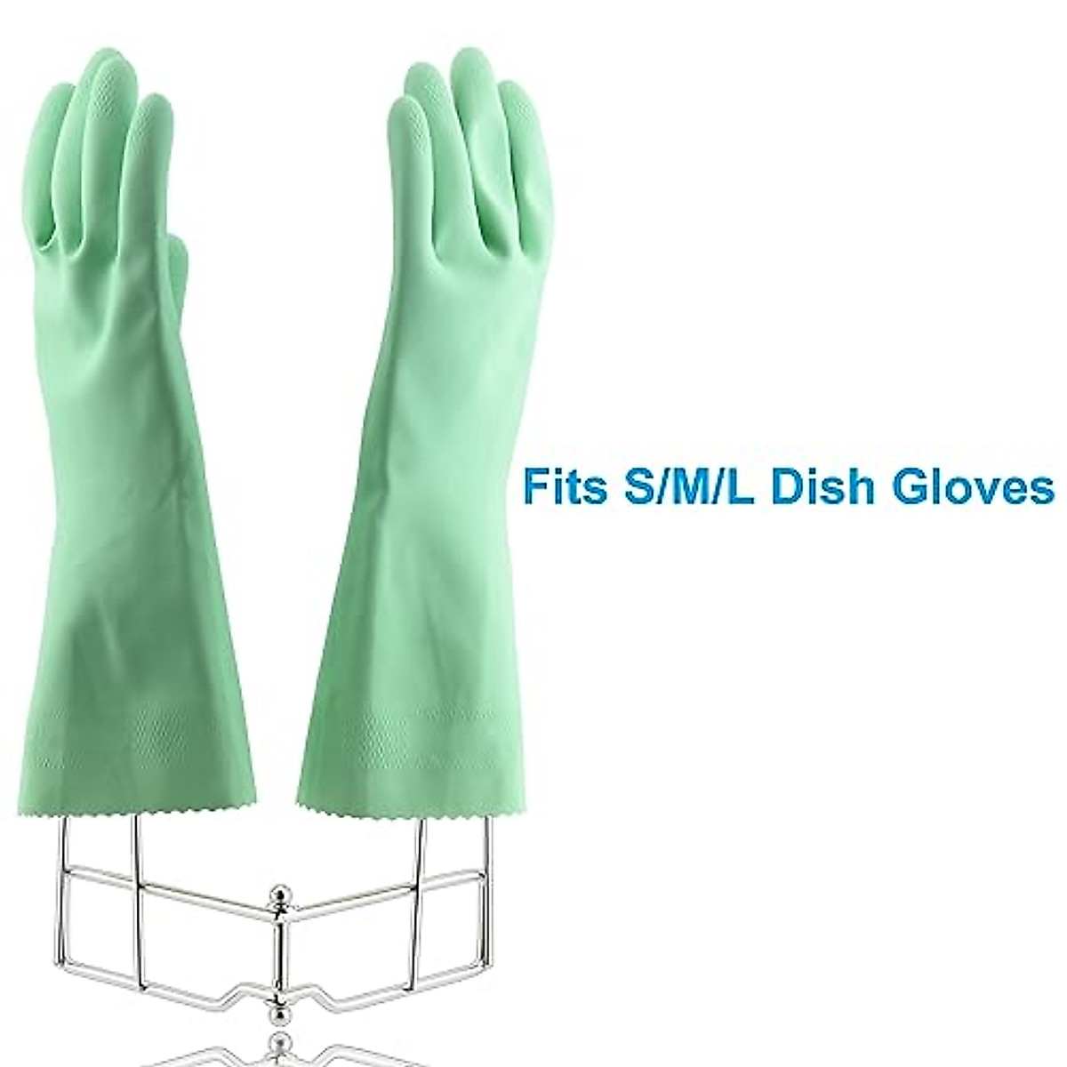 LEKUSHA Kitchen Gloves Drying Rack, SUS 304 Stainless Steel Dish Gloves Holder, Dry Cleaning Gloves Out from Inside and Outside, Space-Saving Dishwashing Gloves Stand,Silver
