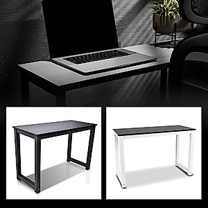G-PLUS 43.3" Computer Desk Wood Office Table, Modern Simple Style PC Laptop Notebook Study Writing Table for Home Office Workstation Black Color