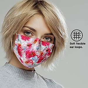 50 Pack Floral Disposable Face_Masks with Design for Women, 3 Ply Protective Flower FaceMasks with Nose Wire for Adults, 3D Breathable Anti-fog for Adults Outdoor Daily (MANDALA)
