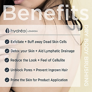 Hydrea London Dry Brushing Body Brush with Cactus Bristle - Dry Brush for Skin, Cellulite Remover, Vegan Best Dry Brush for Flawless Skin, Helps Improve Lymphatic Drainage - FSC® Certified Beechwood.