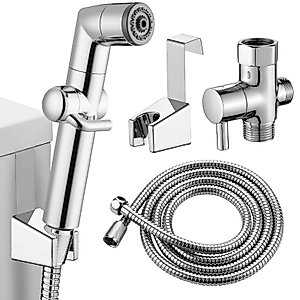KAIYING Handheld Bidet Sprayer for Toilet, Baby Cloth Diaper Sprayer, Bathroom Muslim Shower Toilet Sprayer Attachment with Hose, Support Wall or Toilet Mount (Chrome)