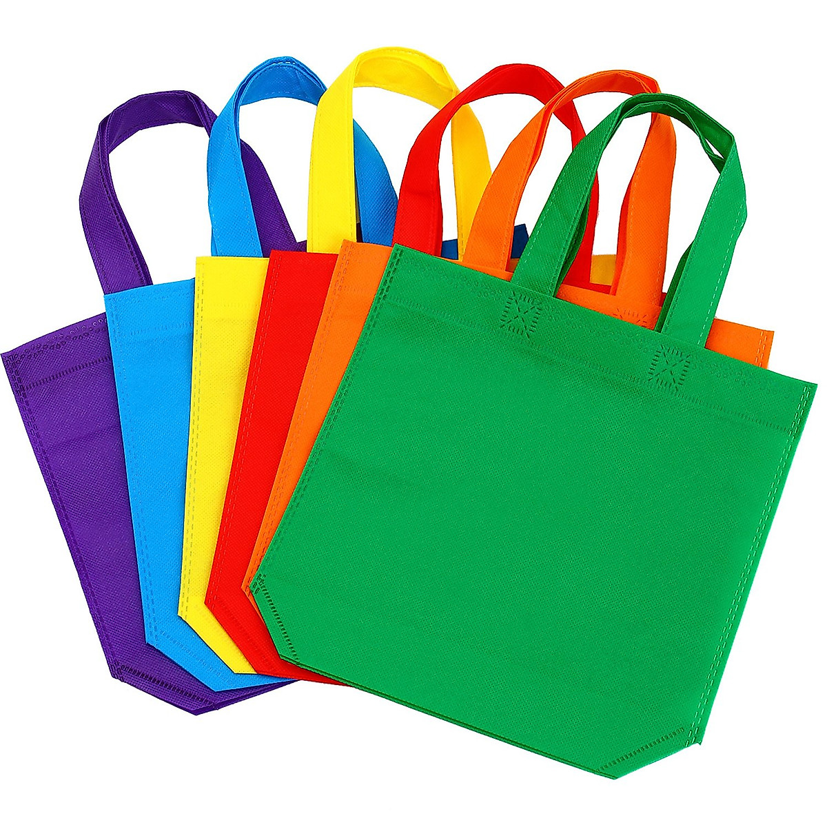 Aneco 24 Pack Reusable Party Non-Woven Favor Bags 9.5×9.5 Inch Pinata Goodie Gift Bag Colorful Tote Candy bags for Birthday Weeding Party