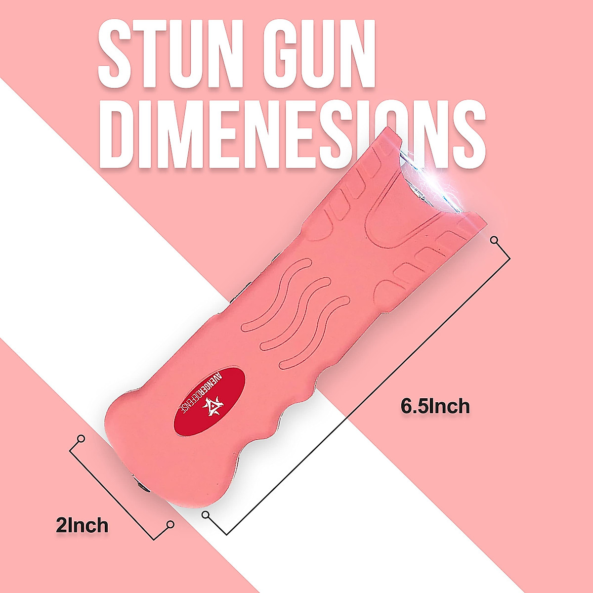 Avenger Defense Stun Gun for Self Defense with LED Flashlight Protection Device (ADS-80P)- (Baby Pink)