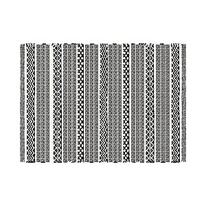 SAVON Hand Woven Cotton Flatweave Area Rug 3x2 Footmat Doormat Woven Black and White Geometric Boho
