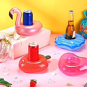 60 Pcs Pool Drink Floats Inflatable Drink Holder Drink Floaties Floating Cup Holders for Summer Swimming Pool Party Favors Bath Toys, 30 Styles