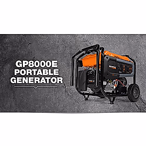 Generac 7676 GP8000E 8,000-Watt Gas-Powered Portable Generator - Electric Start with COsense - Powerrush Advanced Technology - Reliable Power for Emergencies and Recreation - CARB Compliant